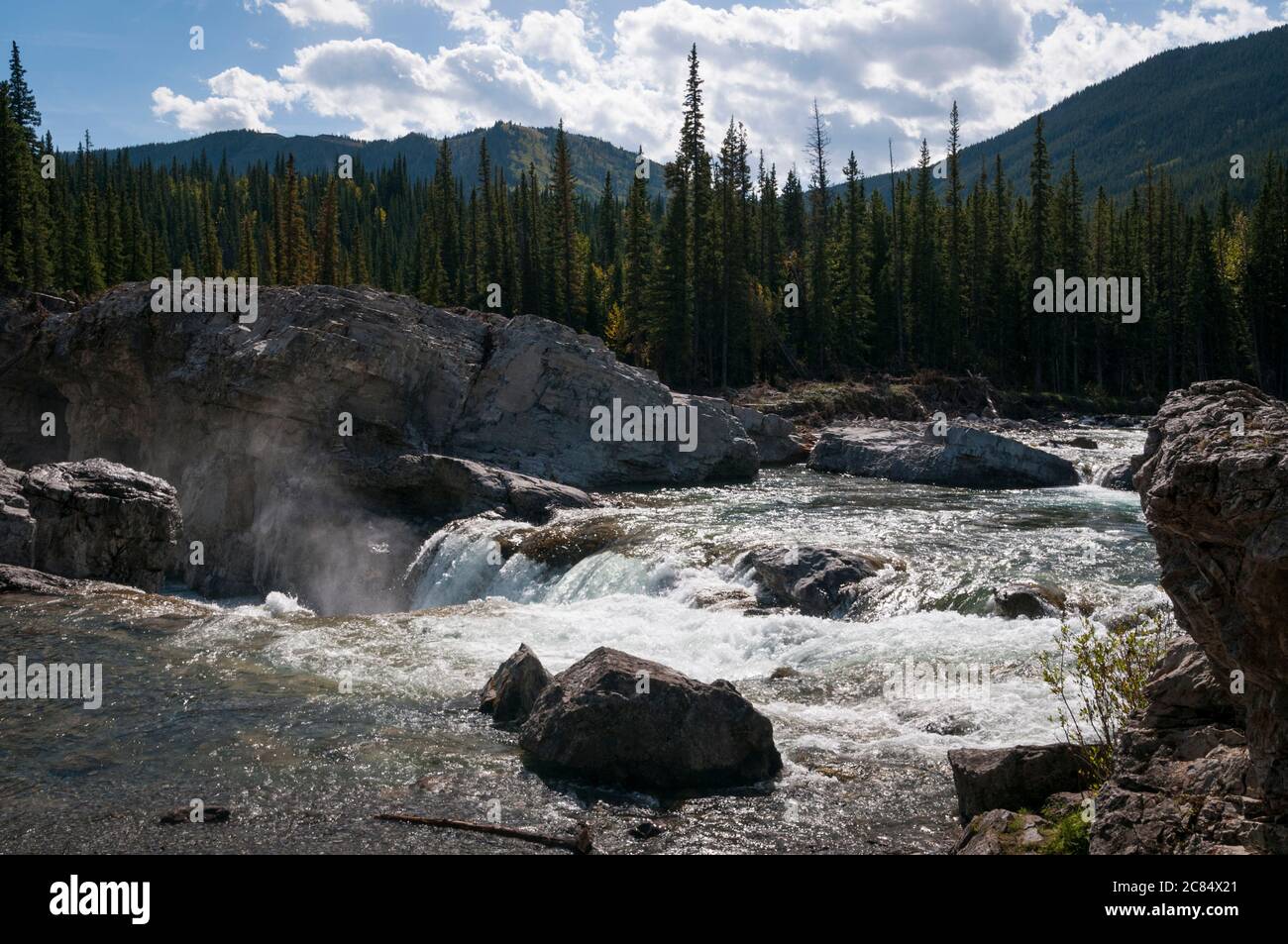 The Elbow River at Elbow Falls, Bragg Creek, Alberta, Canada Stock ...