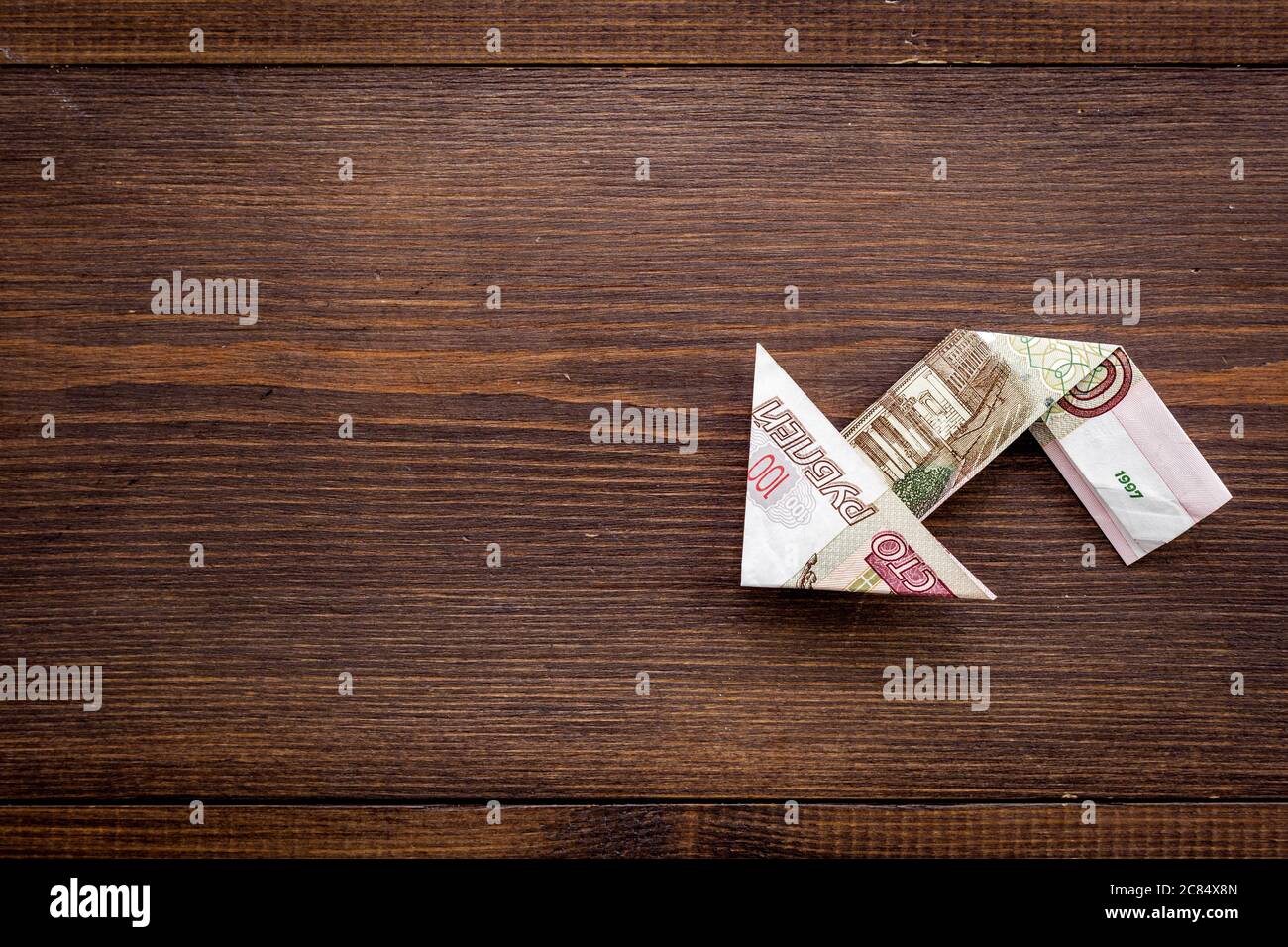 Arrow of russian ruble chart - currency trading concept Stock Photo - Alamy