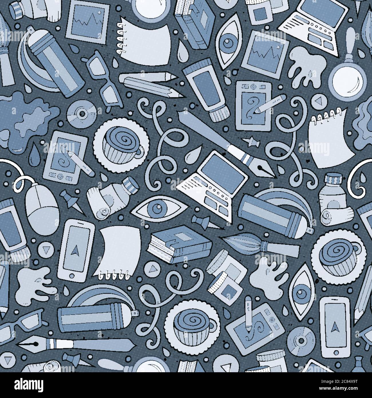 Cartoon cute hand drawn Design and Art seamless pattern Stock Vector ...