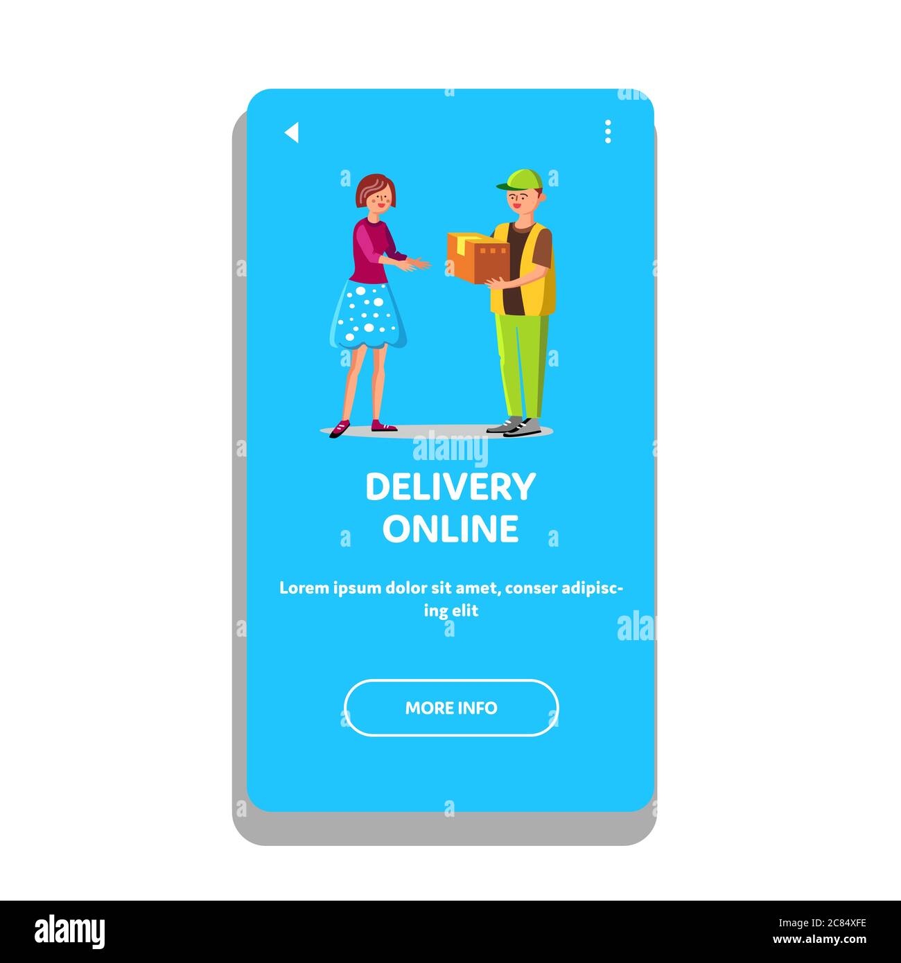 Delivery Online Service Courier And Client Vector Stock Vector Image ...