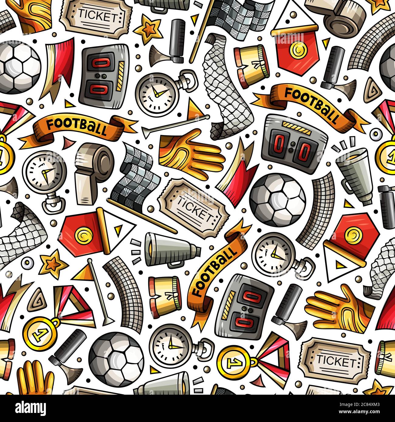 Cartoon hand-drawn Soccer seamless pattern Stock Vector Image & Art - Alamy