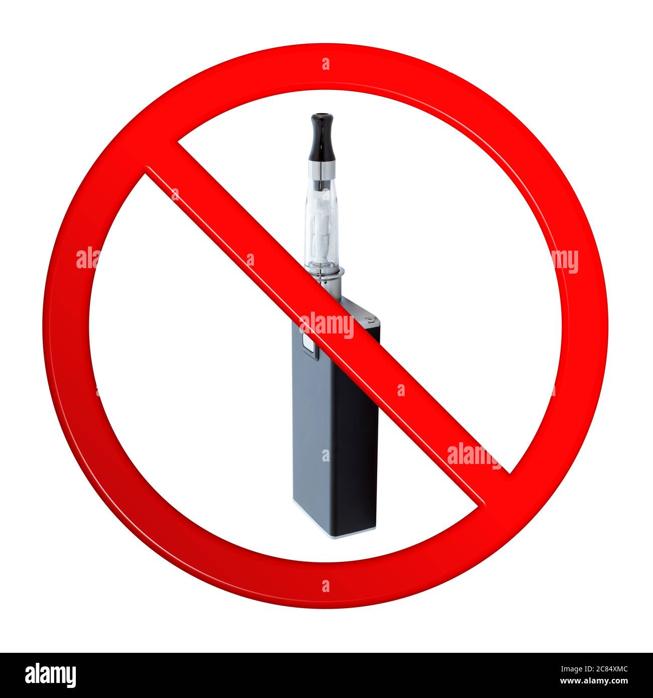 Vaping forbidden sign with vaporizer on an isolated white background ...