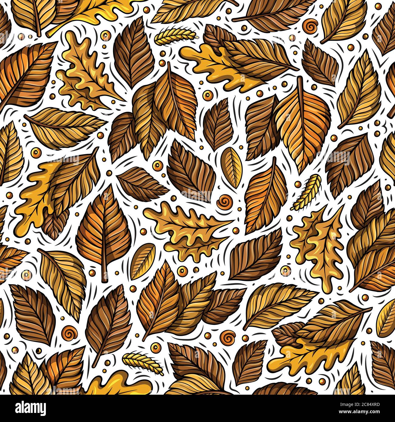 Cartoon cute hand drawn Autumn seamless pattern Stock Vector Image ...