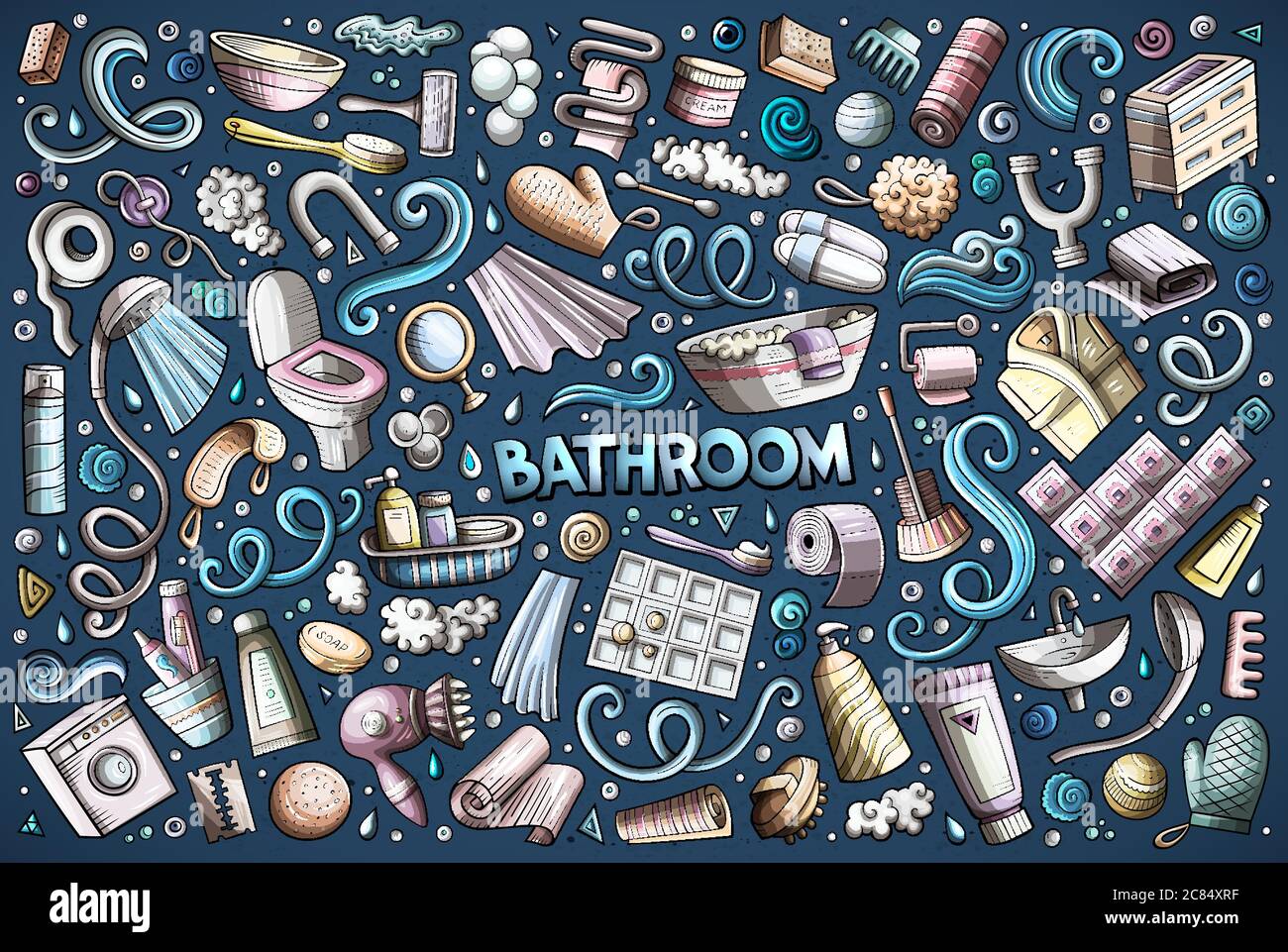 Cartoon set of Bathroom objects and symbols Stock Vector Image & Art ...