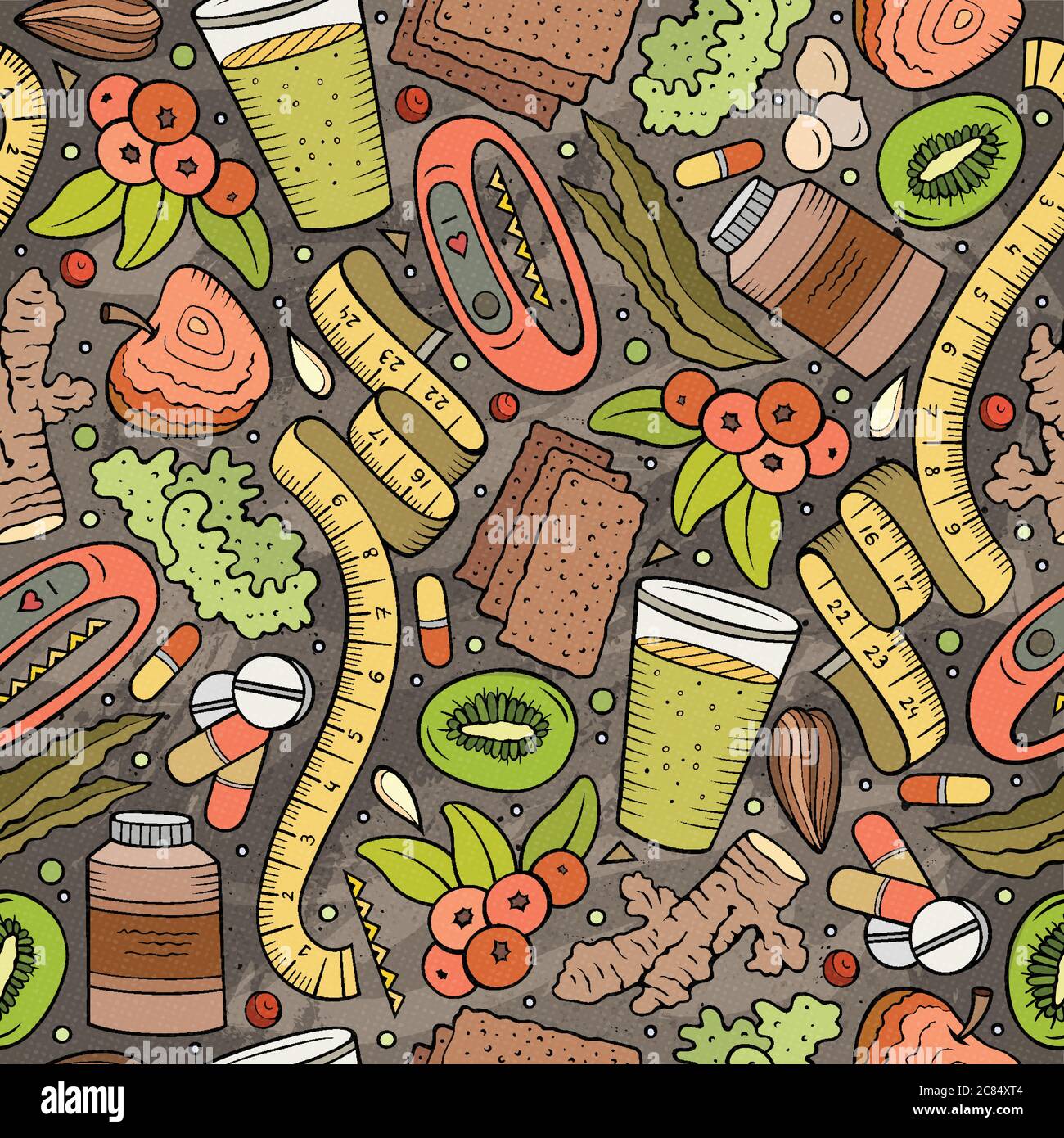 Cartoon hand-drawn Diet food seamless pattern Stock Vector Image & Art ...