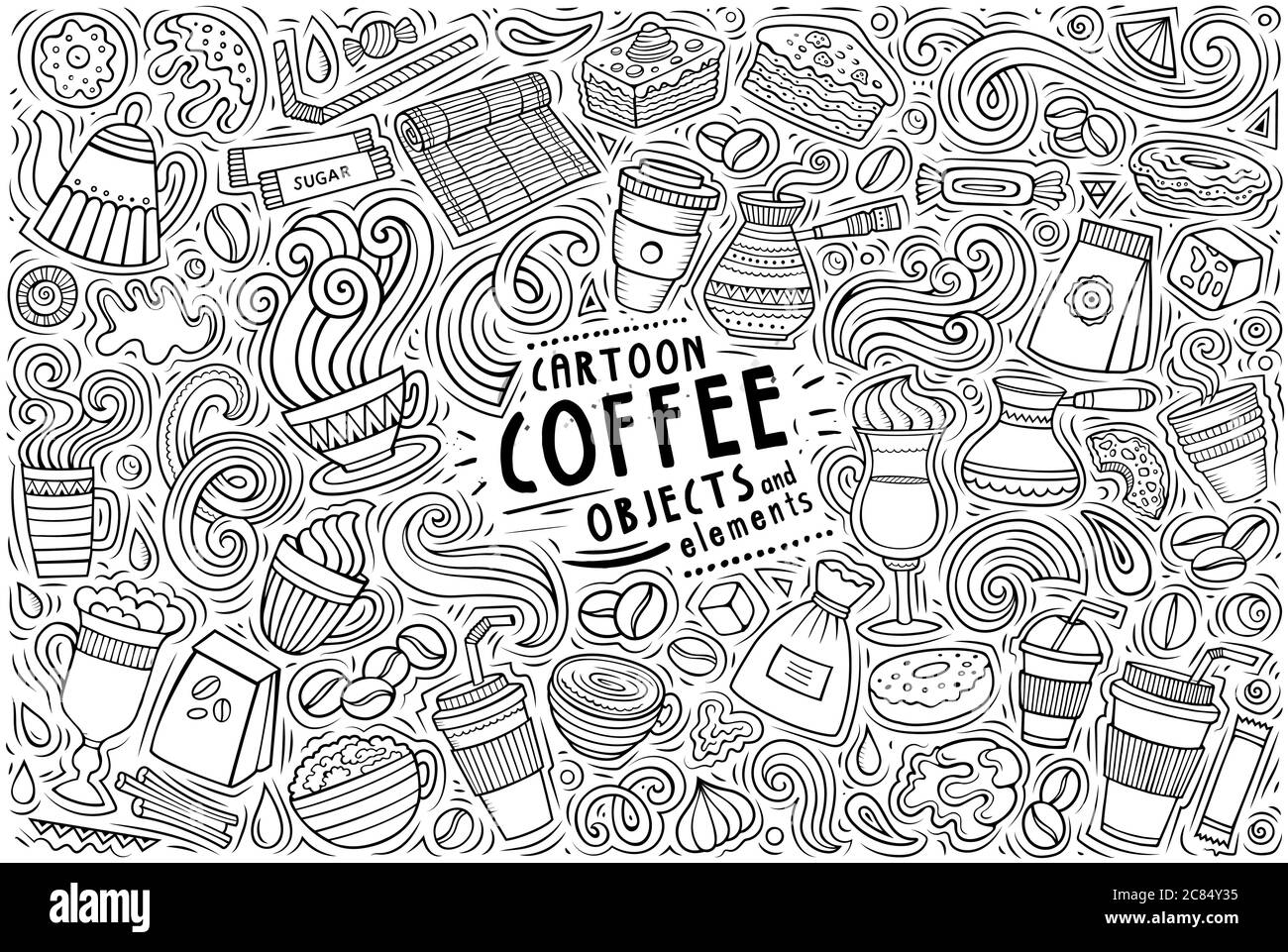 Vector set of Coffee theme items, objects and symbols Stock Vector ...
