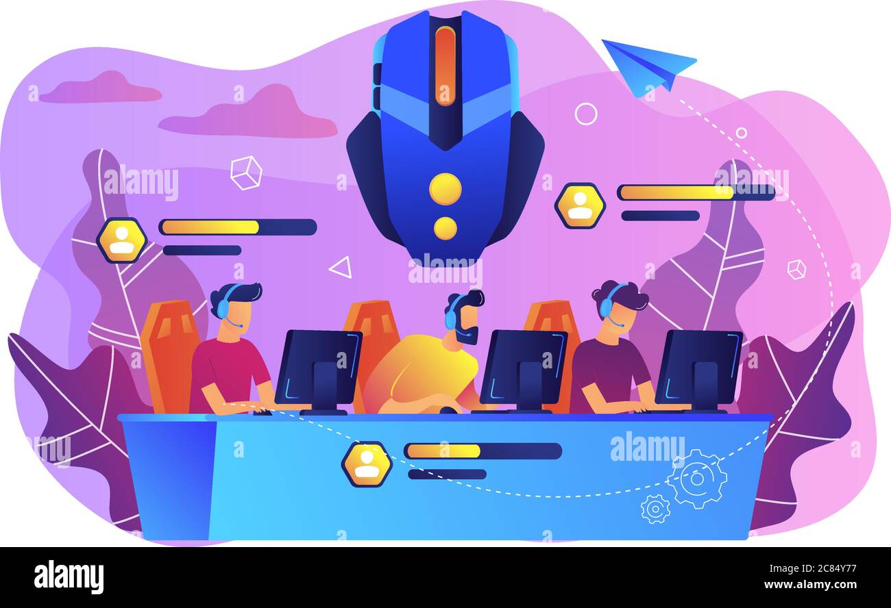Multiplayer online battle arena concept vector illustration Stock ...