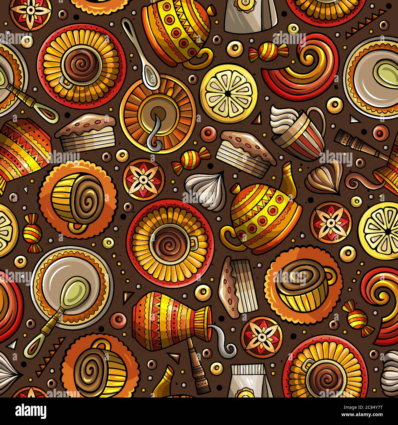 Cartoon coffee shop seamless pattern Stock Vector Image & Art - Alamy