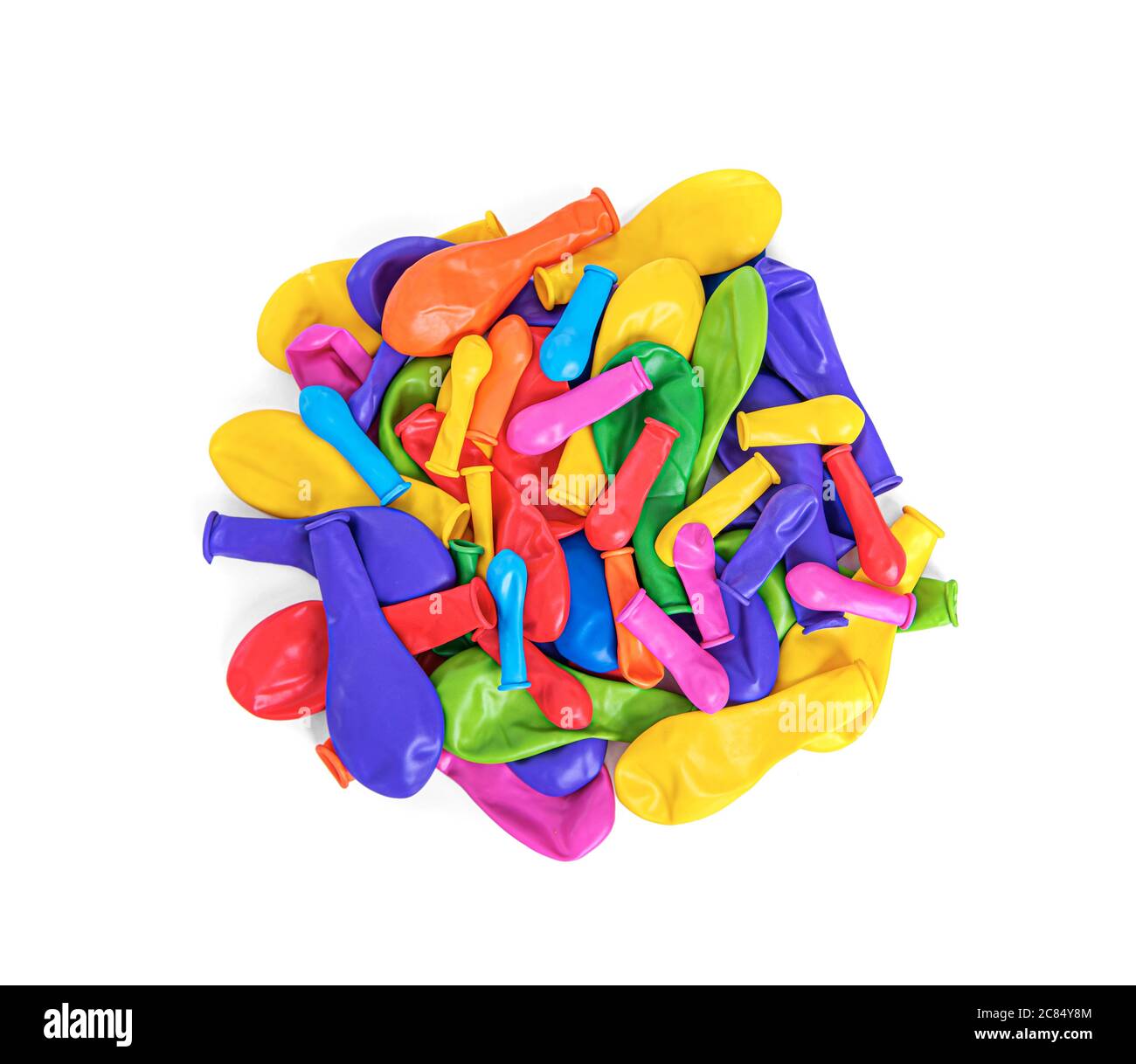 Scattered colored inflatable balls on a white Stock Photo - Alamy