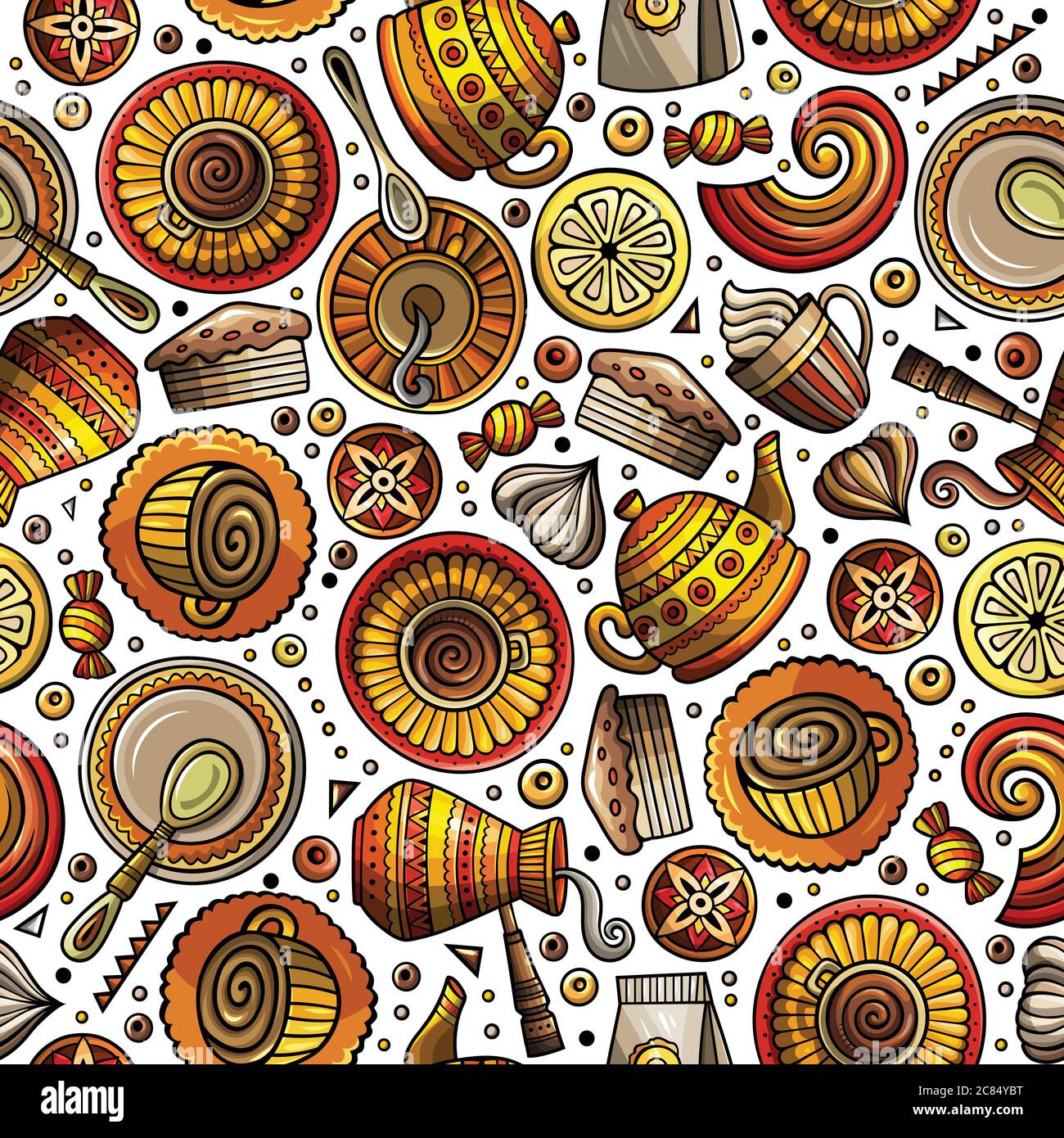 Cartoon coffee shop seamless pattern Stock Vector Image & Art - Alamy
