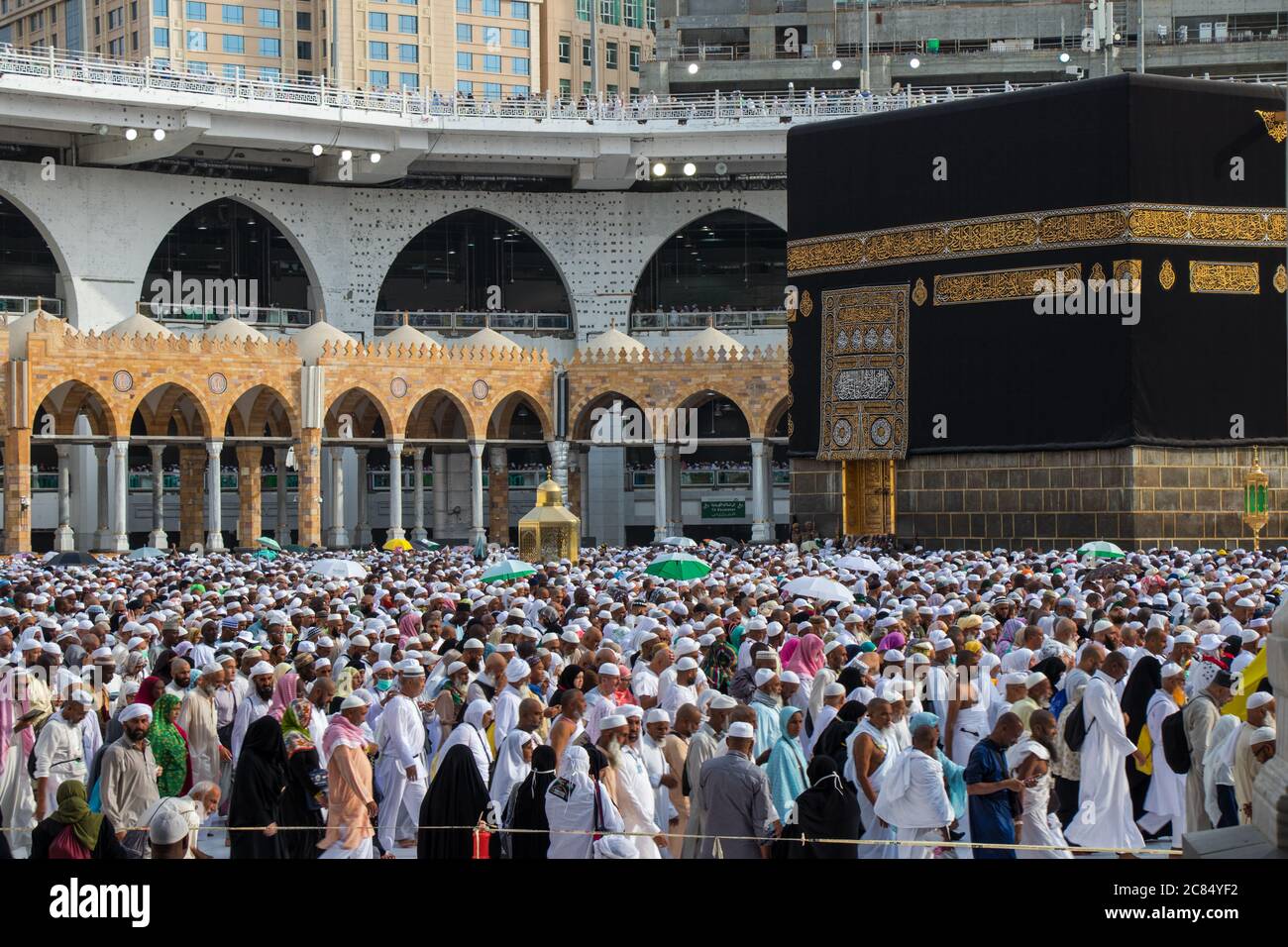 Mecca, Saudi Arabia - August 2018: Muslim pilgrims at The Kaaba in The ...