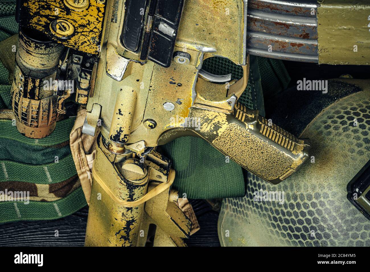 Modern weapon series. US Army assault rifle, close up Stock Photo - Alamy