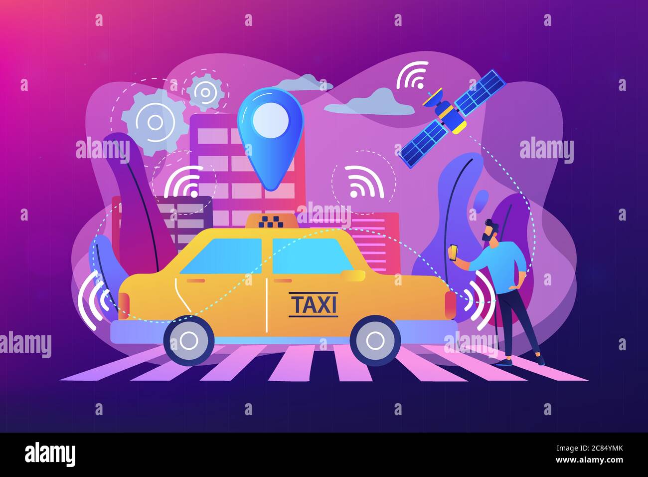 Autonomous taxi concept vector illustration Stock Vector Image & Art ...