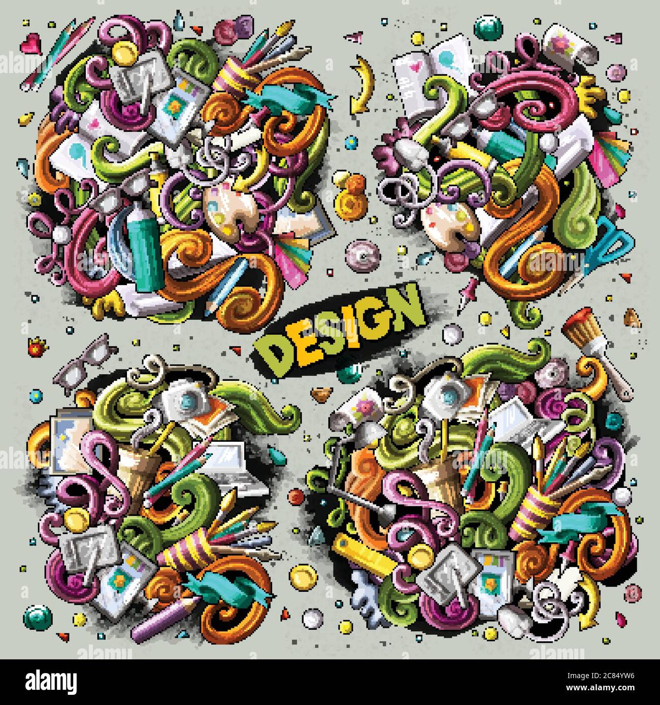 Vector set of design combinations of objects and elements Stock Vector ...