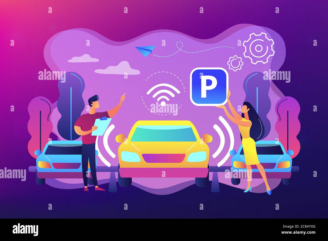 Self-parking car system concept vector illustration Stock Vector Image ...