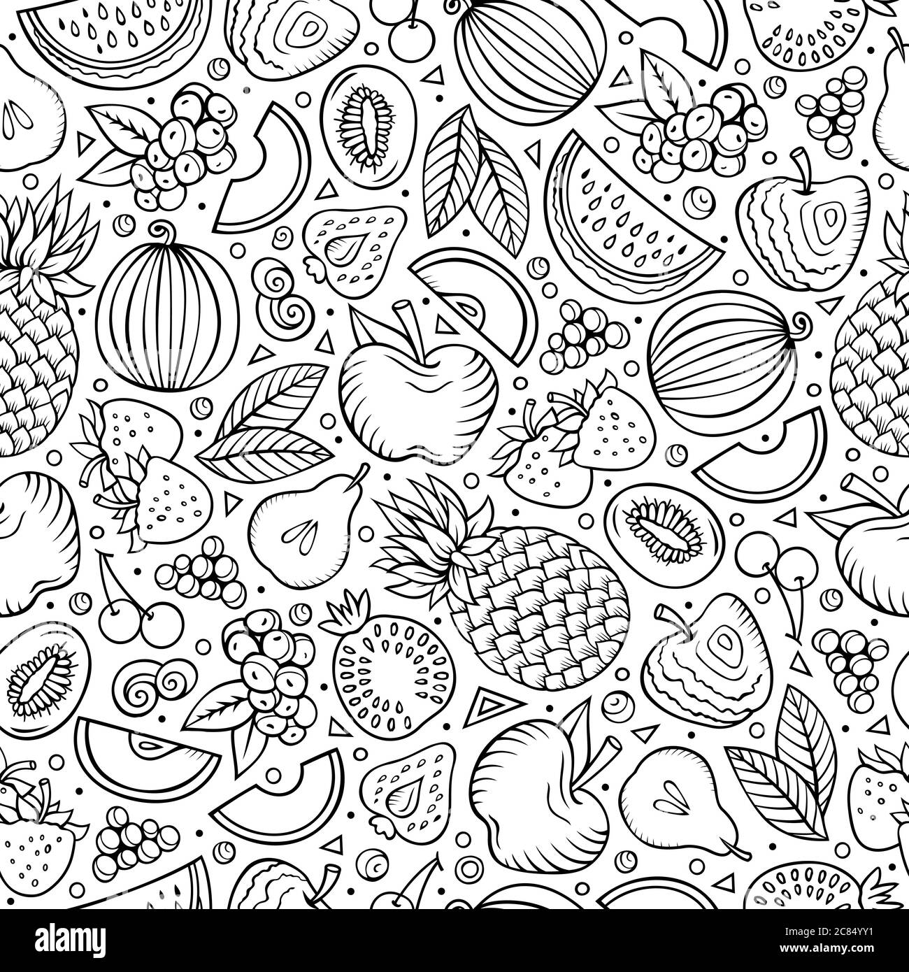 Cartoon hand-drawn Diet food seamless pattern Stock Vector Image & Art ...