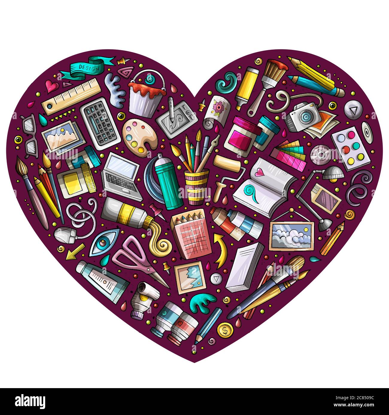 Set of Art and Design cartoon doodle objects Stock Vector Image & Art ...