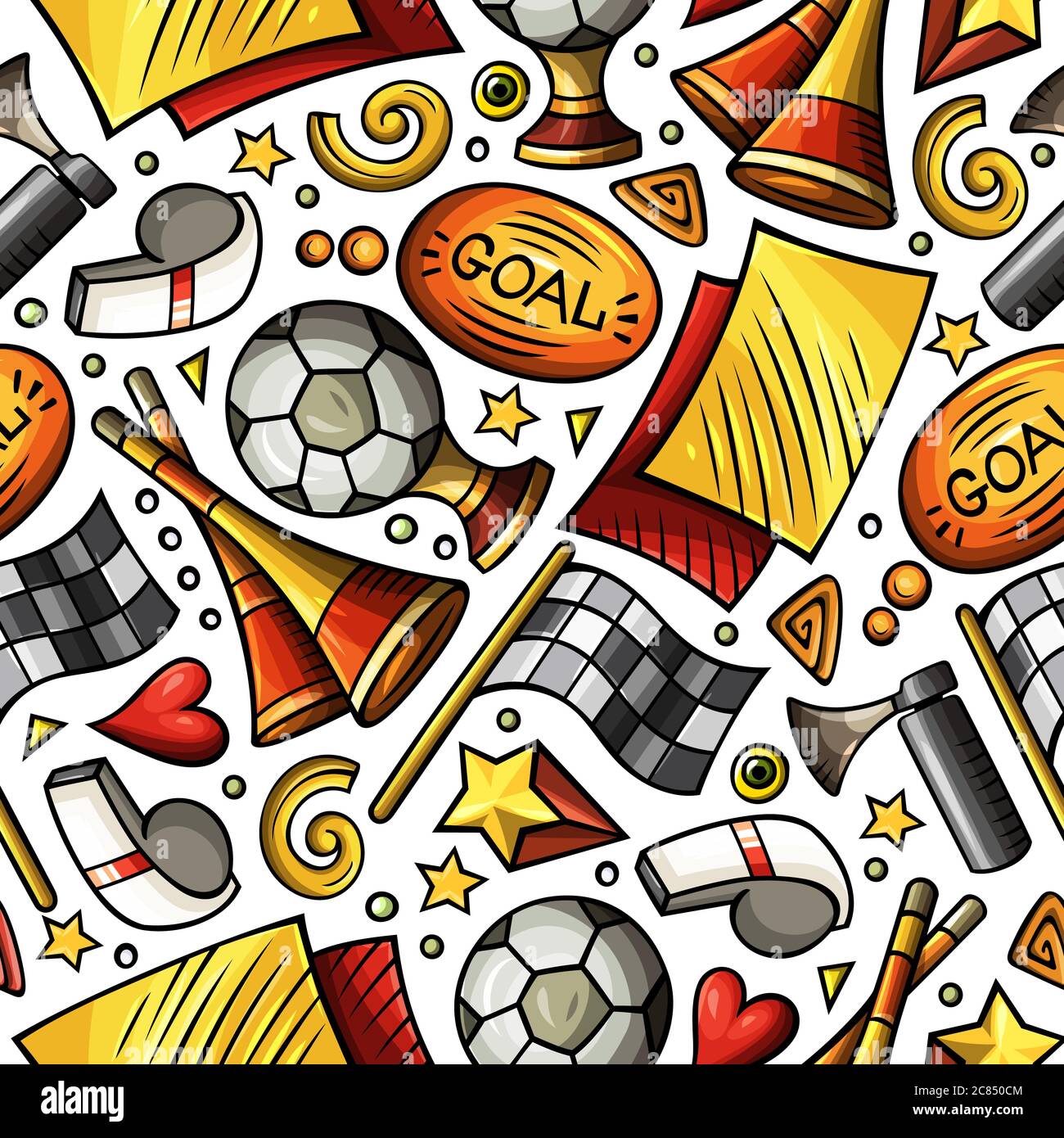 Cartoon hand-drawn Soccer seamless pattern Stock Vector Image & Art - Alamy