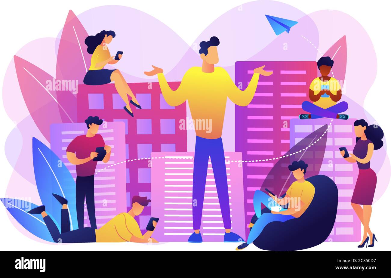 Smartphone addiction concept vector illustration Stock Vector Image ...