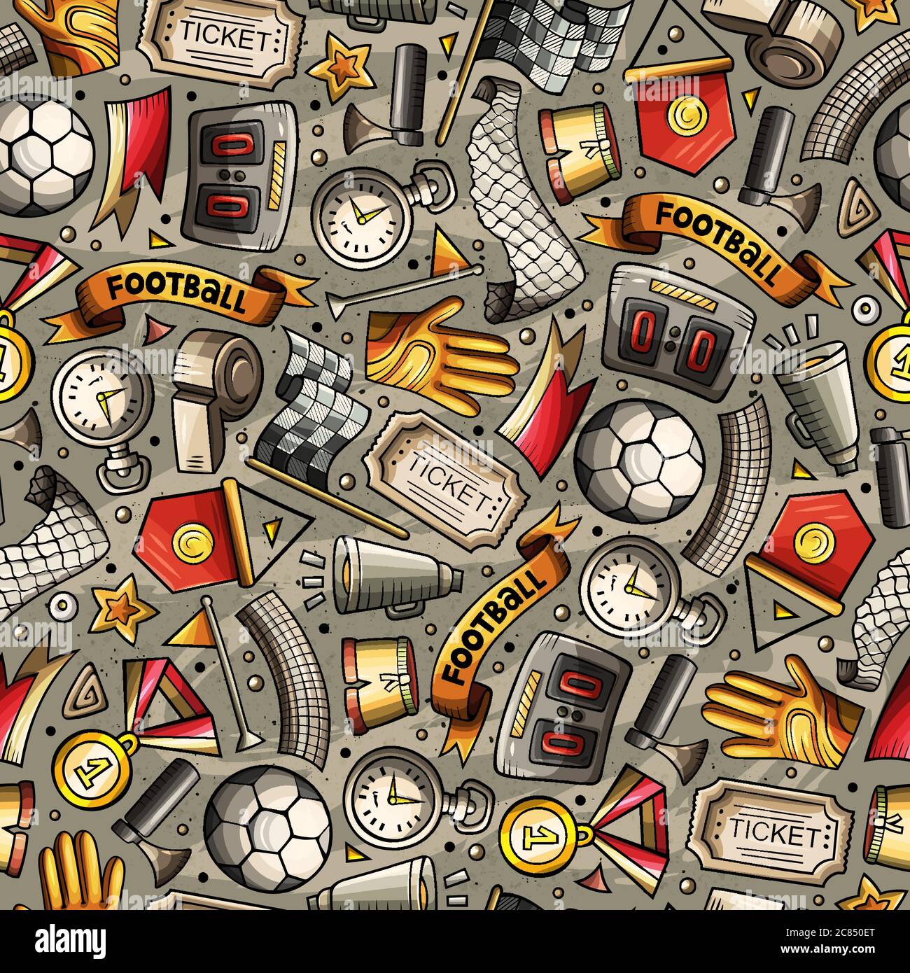 Cartoon hand-drawn Soccer seamless pattern Stock Vector Image & Art - Alamy
