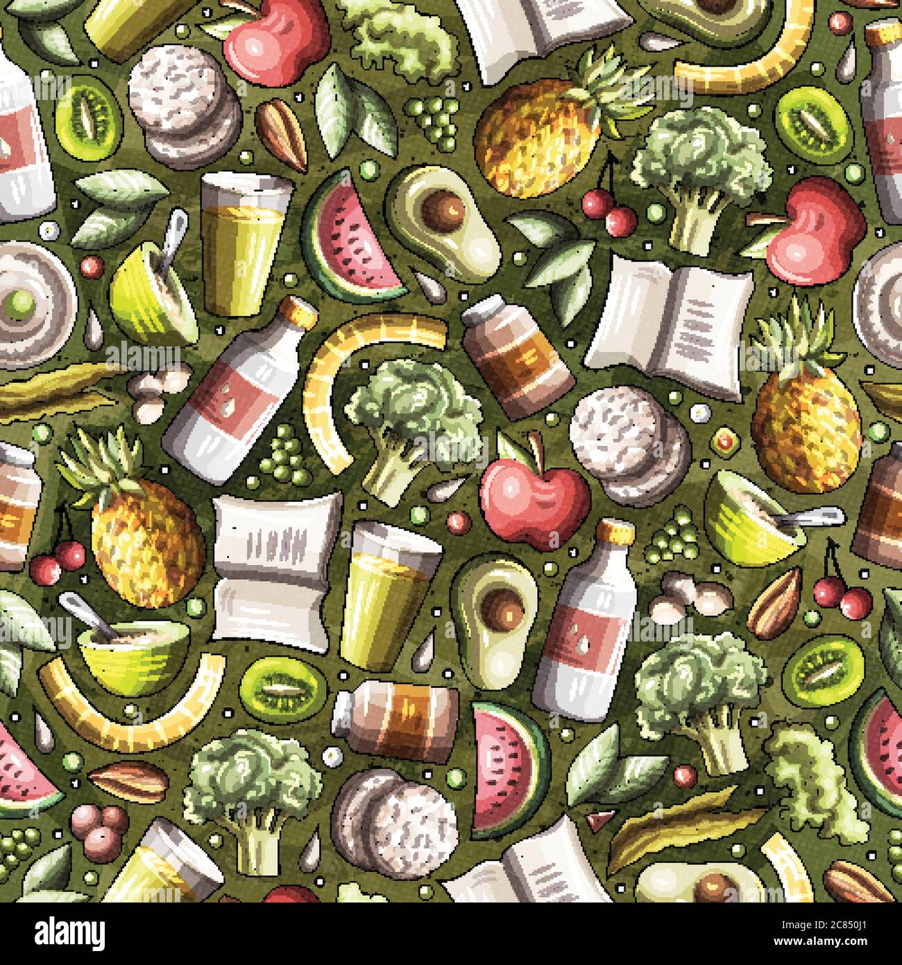 Cartoon hand-drawn Diet food seamless pattern Stock Vector Image & Art ...