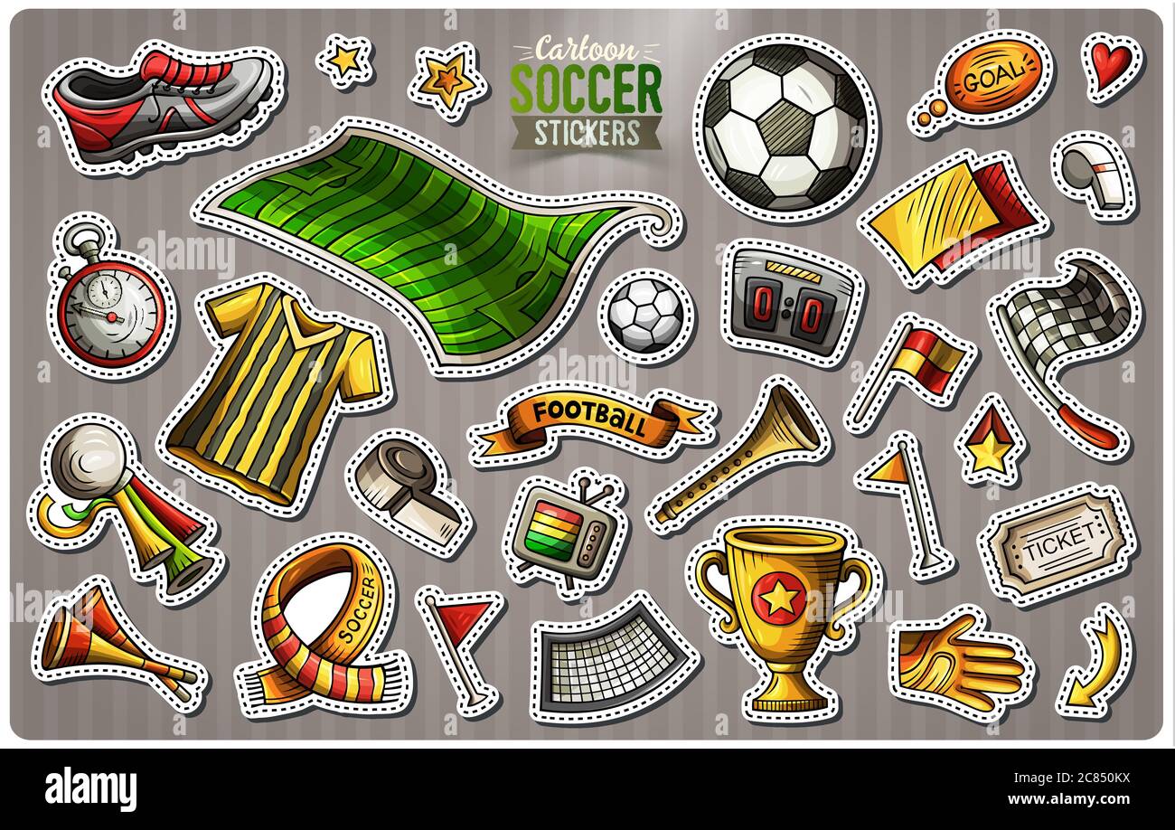 Set of Soccer cartoon stickers Stock Vector Image & Art - Alamy