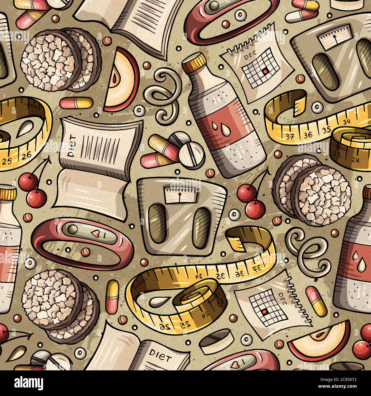Cartoon hand-drawn Diet food seamless pattern Stock Vector Image & Art ...