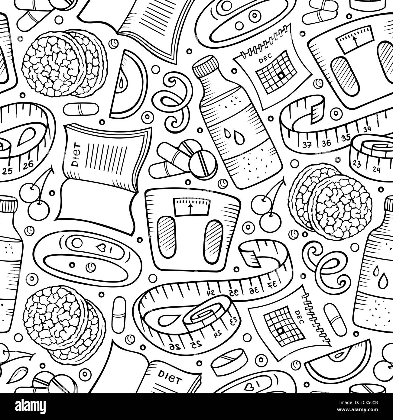 Cartoon hand-drawn Diet food seamless pattern Stock Vector Image & Art ...