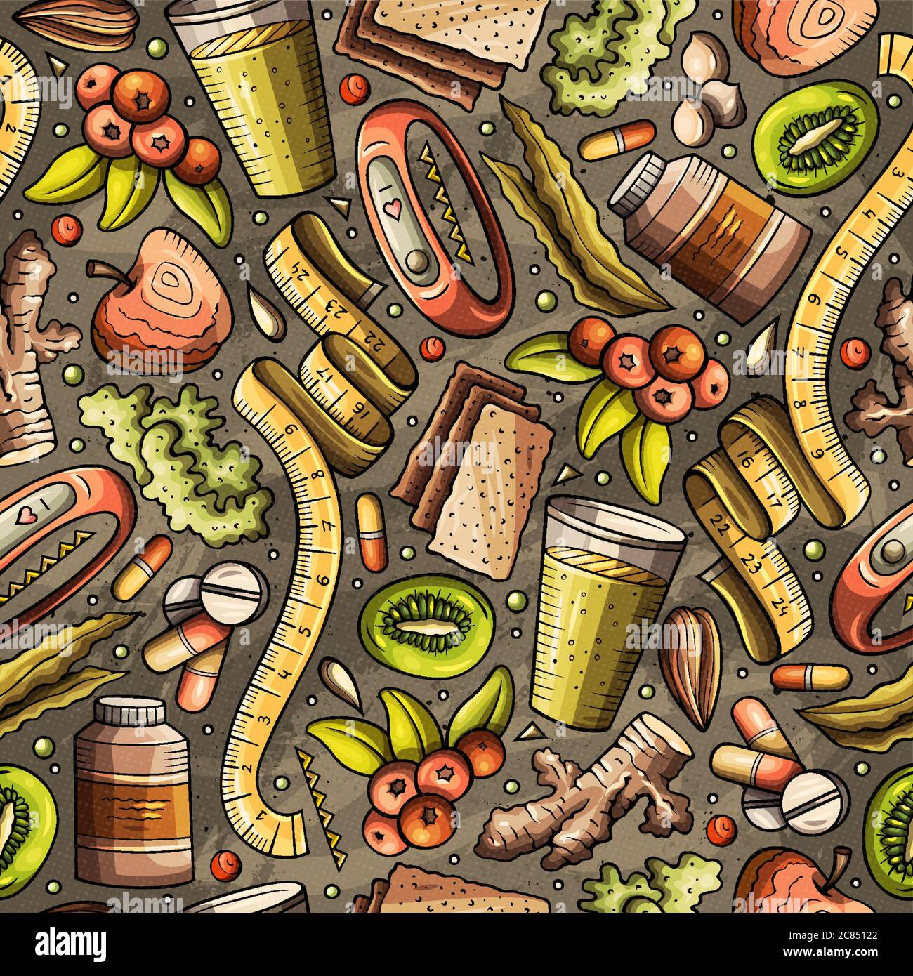 Cartoon hand-drawn Diet food seamless pattern Stock Vector Image & Art ...