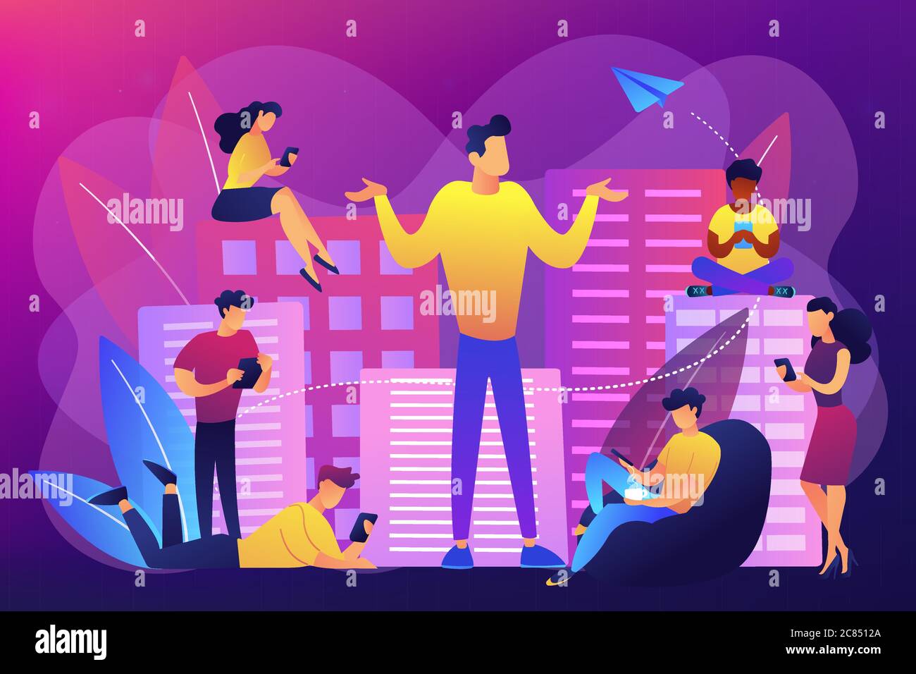 Smartphone addiction concept vector illustration Stock Vector Image ...