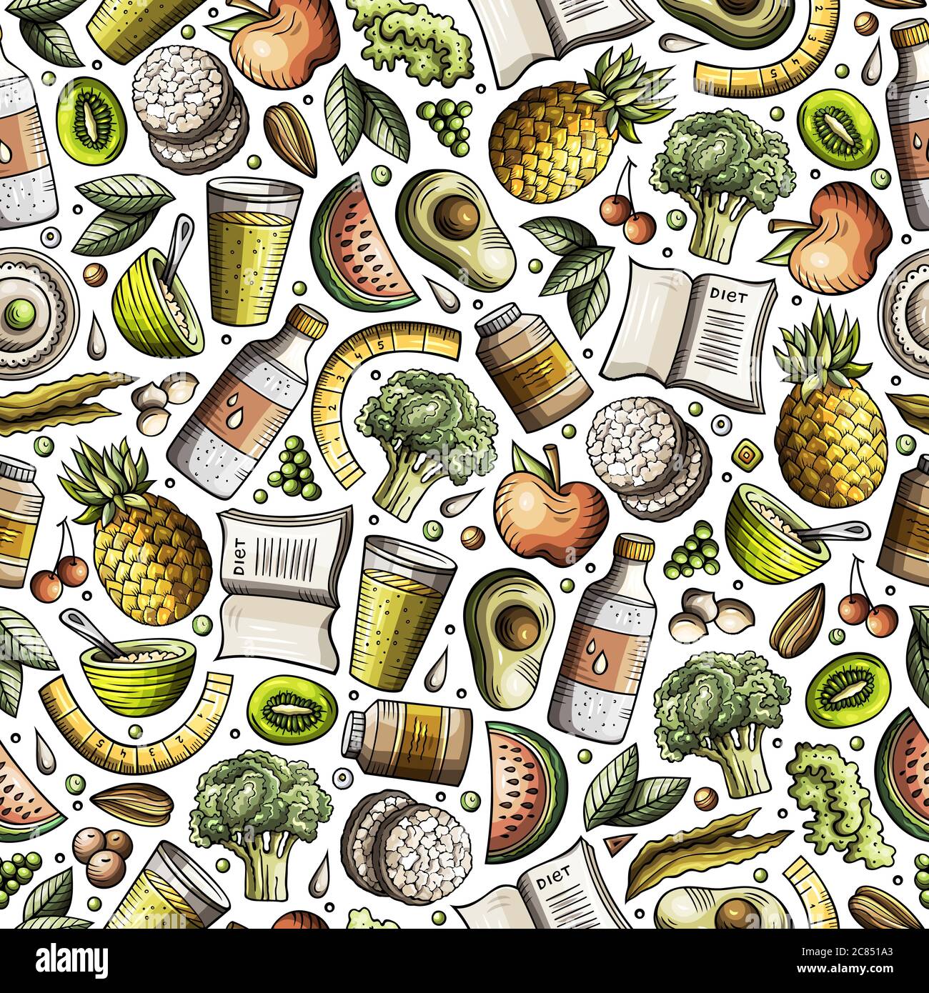 Cartoon hand-drawn Diet food seamless pattern Stock Vector Image & Art ...