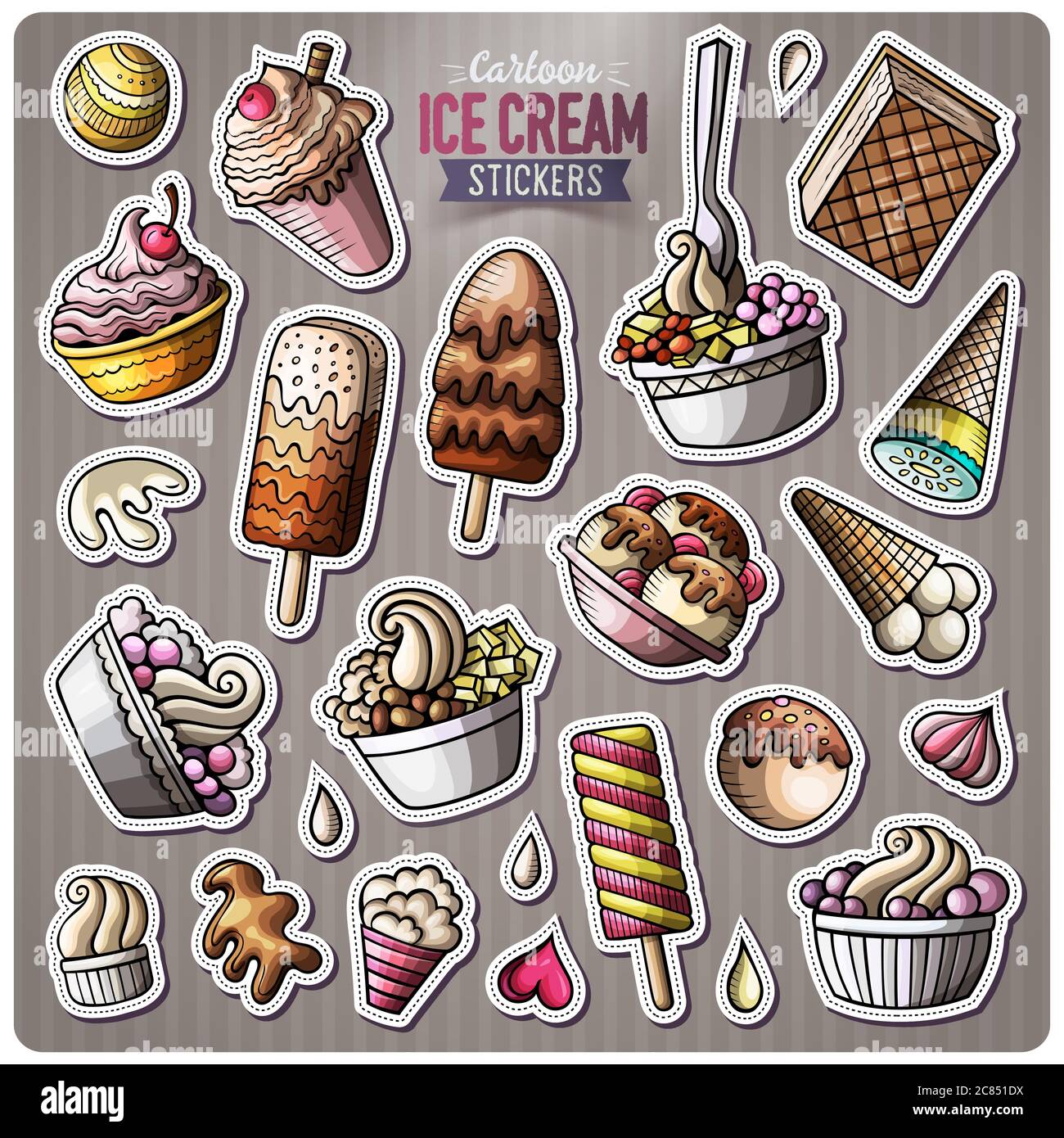 Set of Ice Cream cartoon stickers Stock Vector Image & Art - Alamy