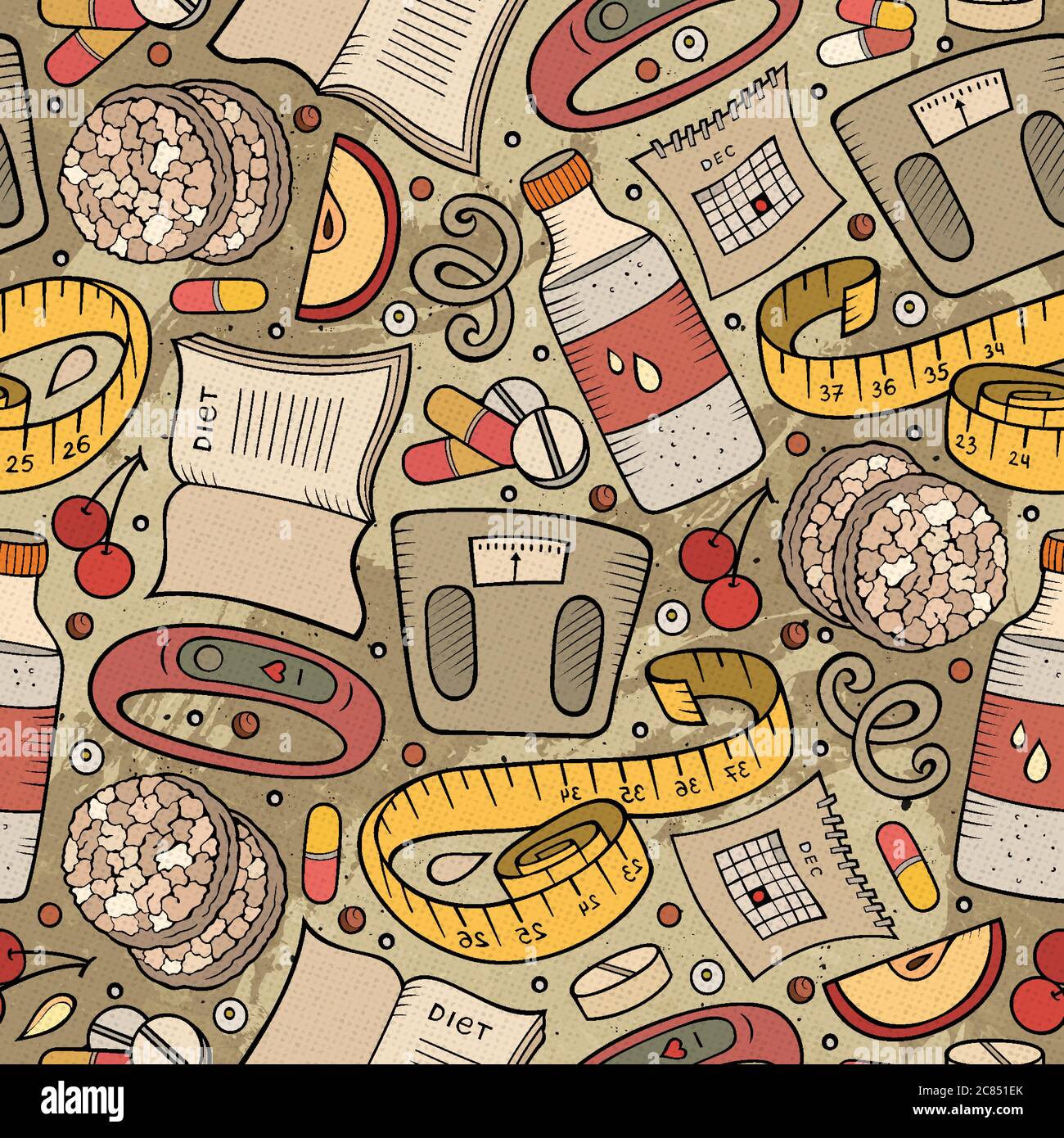 Cartoon hand-drawn Diet food seamless pattern Stock Vector Image & Art ...