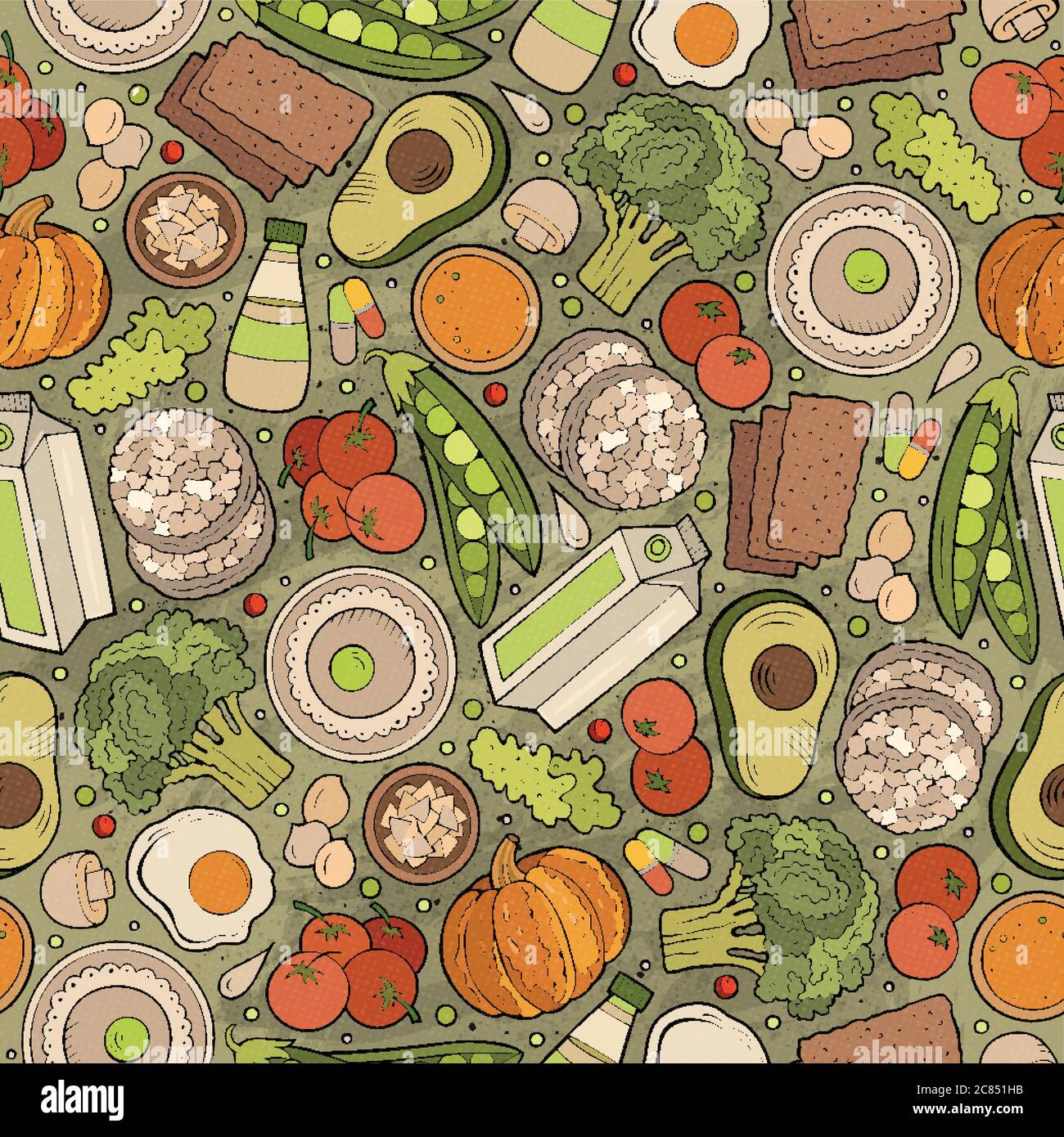 Cartoon hand-drawn Diet food seamless pattern Stock Vector Image & Art ...