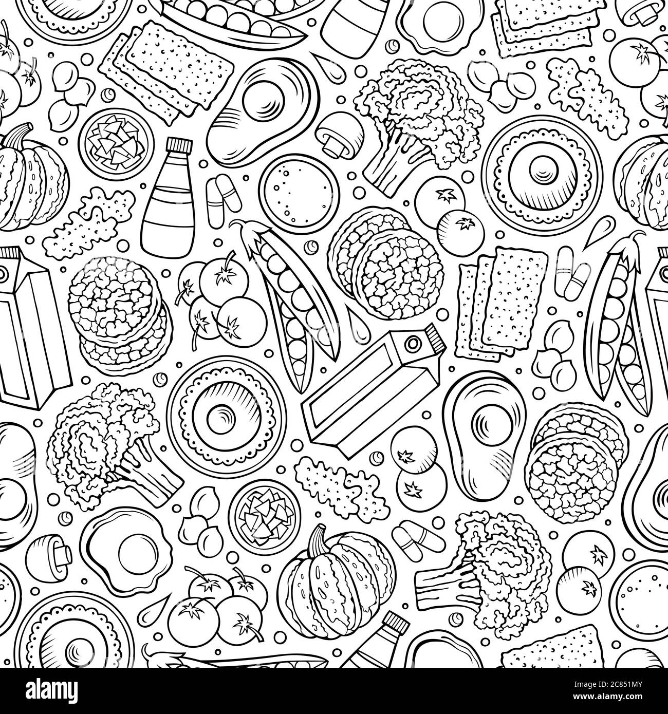 Cartoon hand-drawn Diet food seamless pattern Stock Vector Image & Art ...