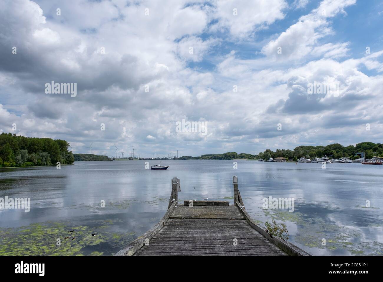motor yacht at Lake Brielse Meer near Brielle, South Holland ...