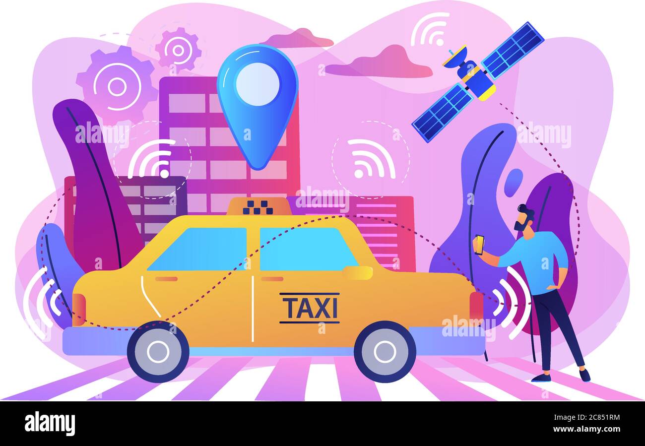 Autonomous taxi concept vector illustration Stock Vector Image & Art ...