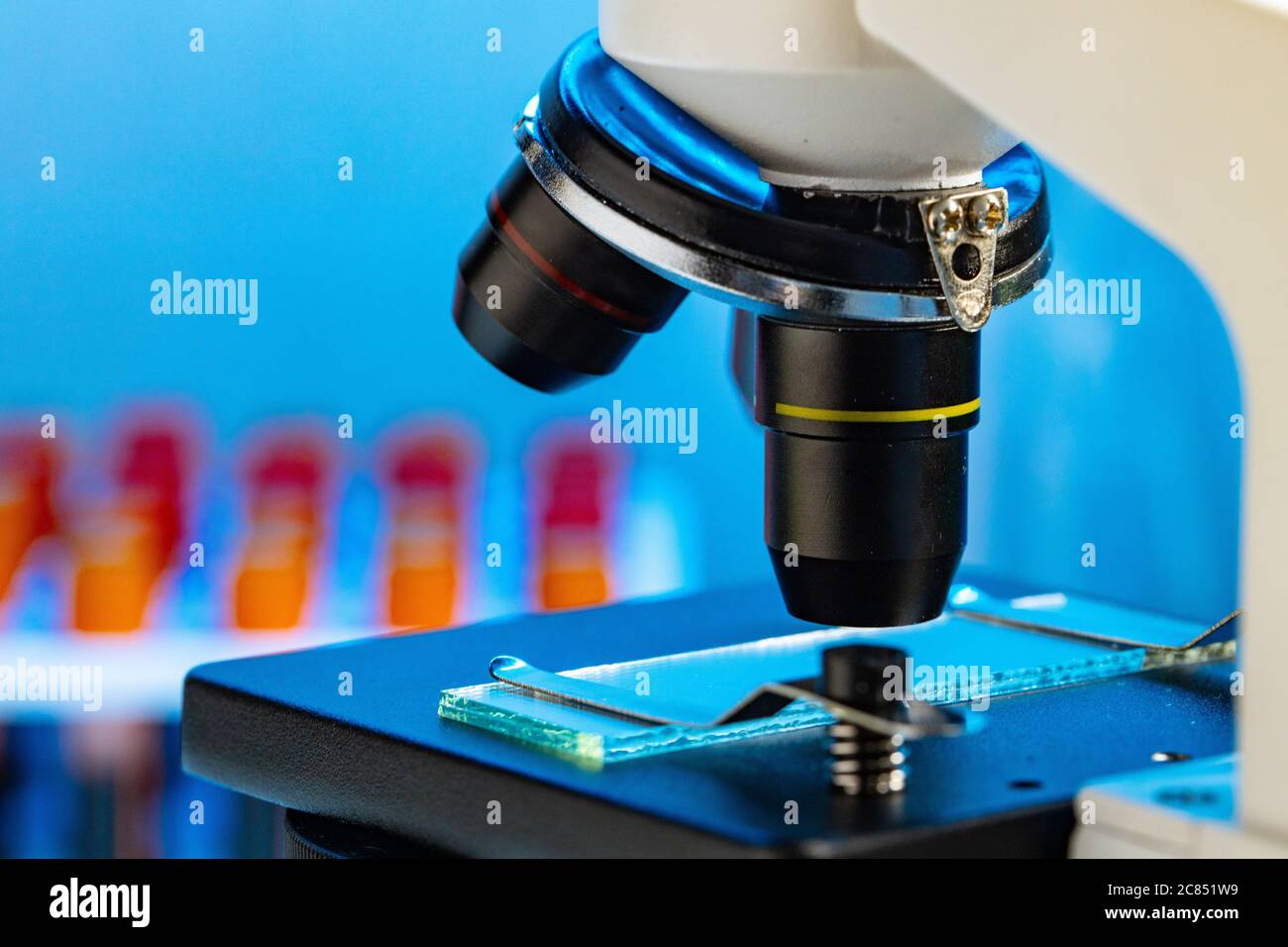 Photo laboratory microscope blood sample hi-res stock photography and ...