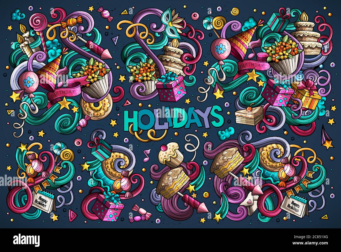 Colorful set of holidays object Stock Vector Image & Art - Alamy