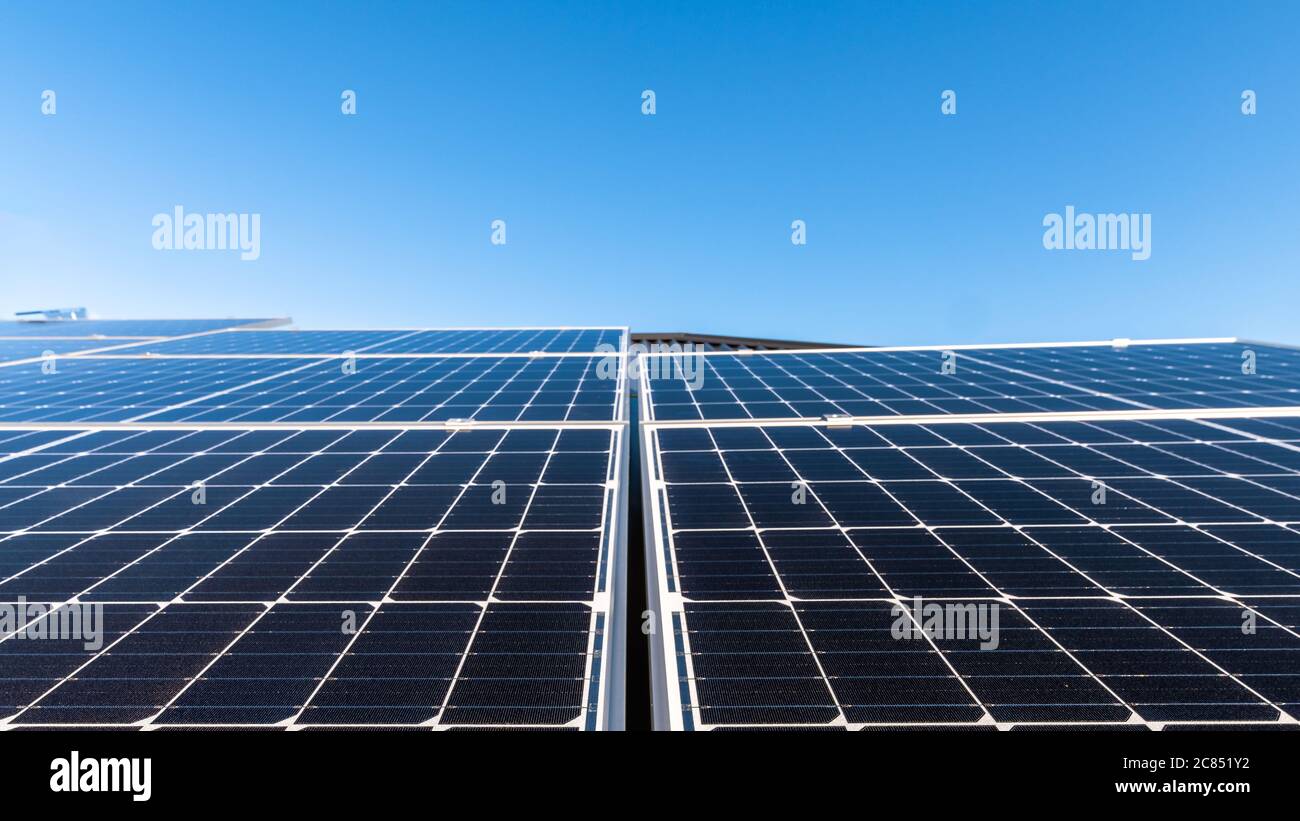 Brand new solar panels installed on house roof in South Australia Stock ...