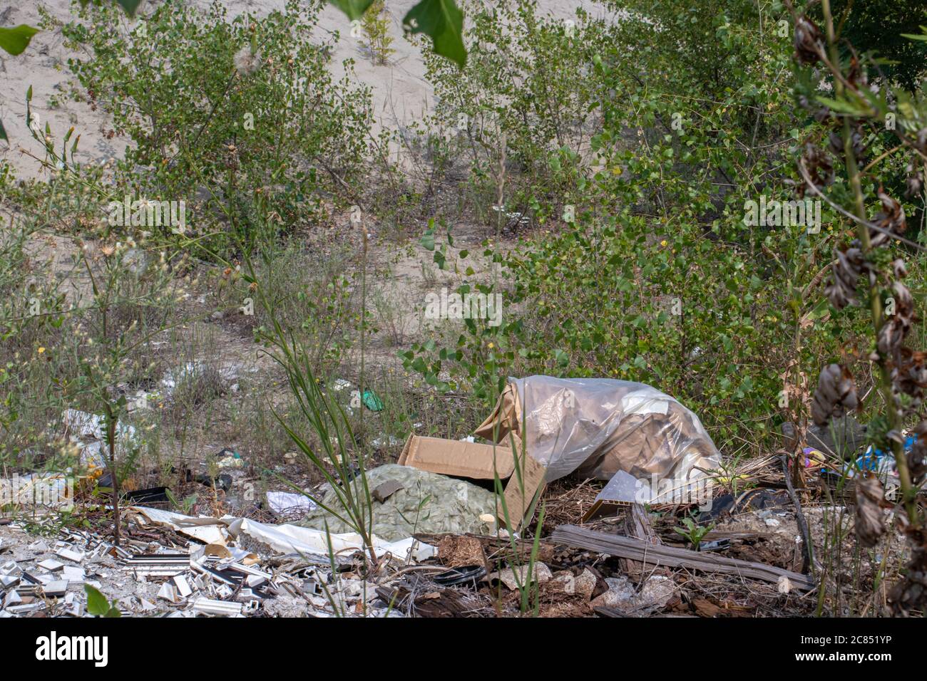 Heaps of dirty garbage rubbish in nature, pollution, plastic. Human ...