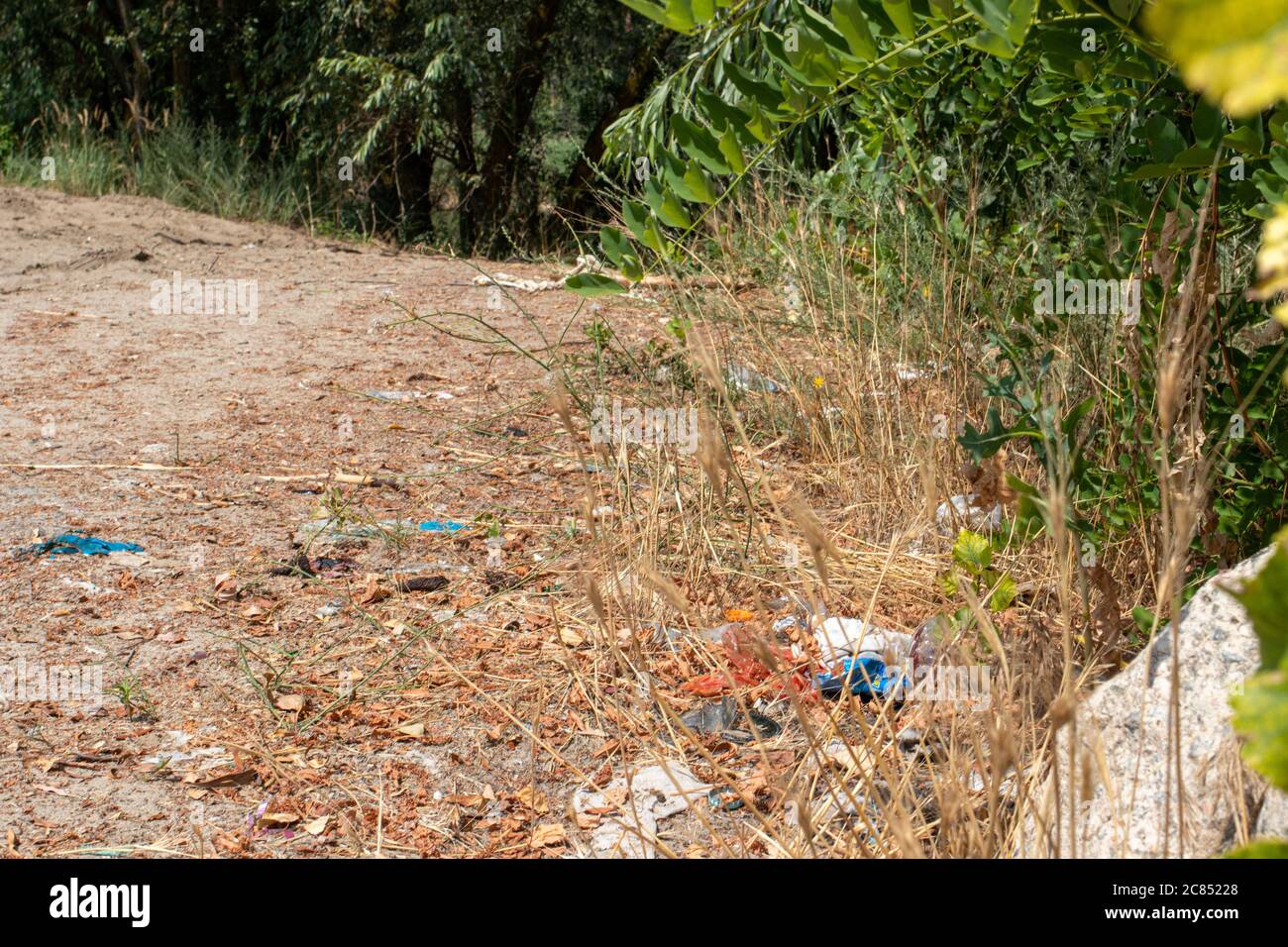 Heaps of dirty garbage rubbish in nature, pollution, plastic. Human ...