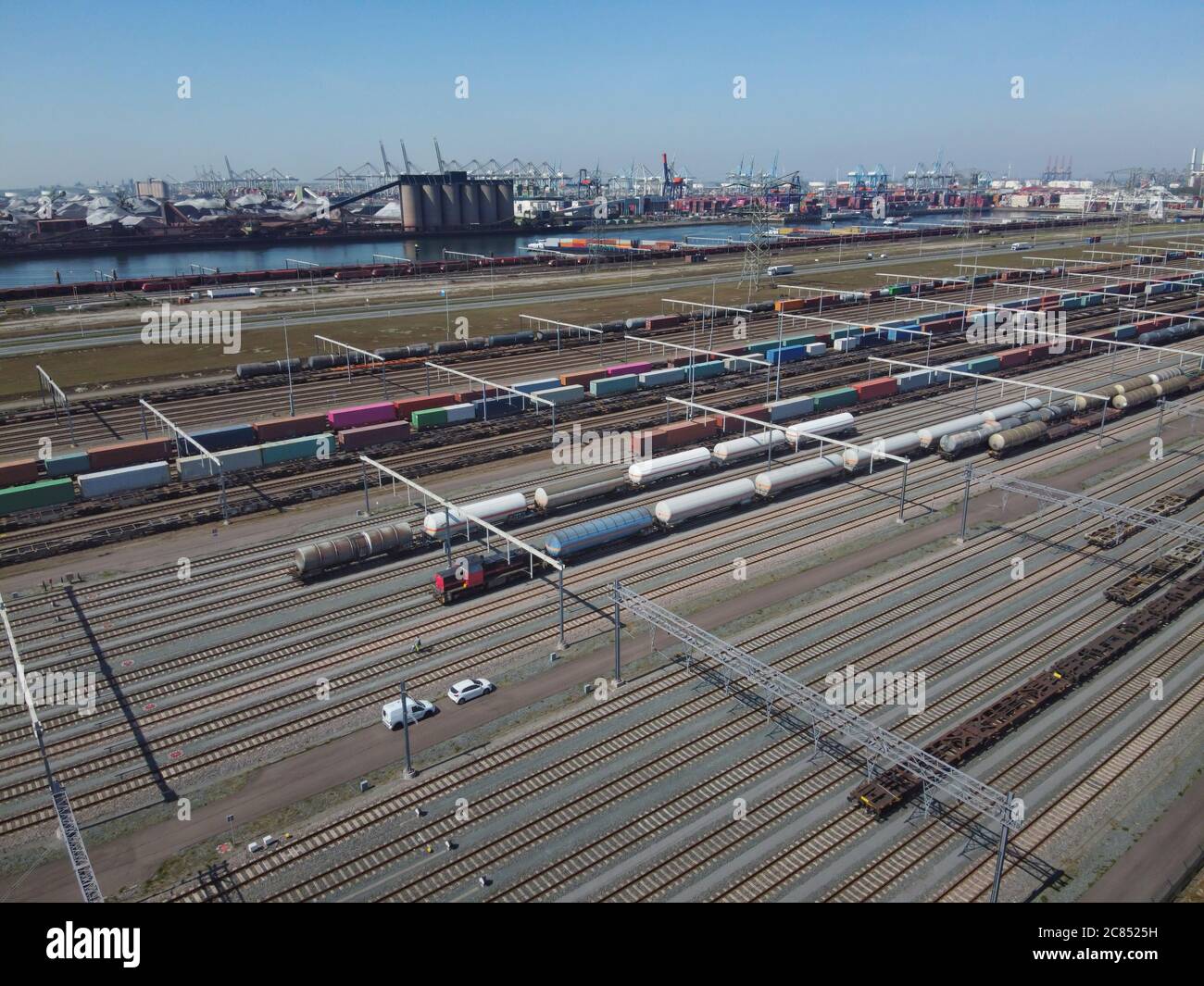 Branches of the railway at the marshalling yard, a lot of freight ...