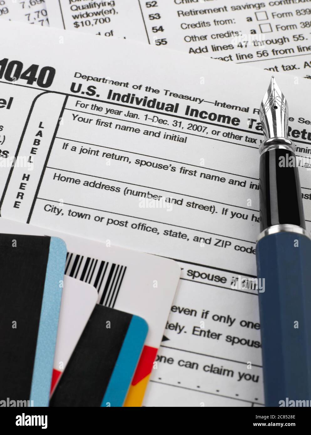 1040 tax form and credit cards Stock Photo - Alamy