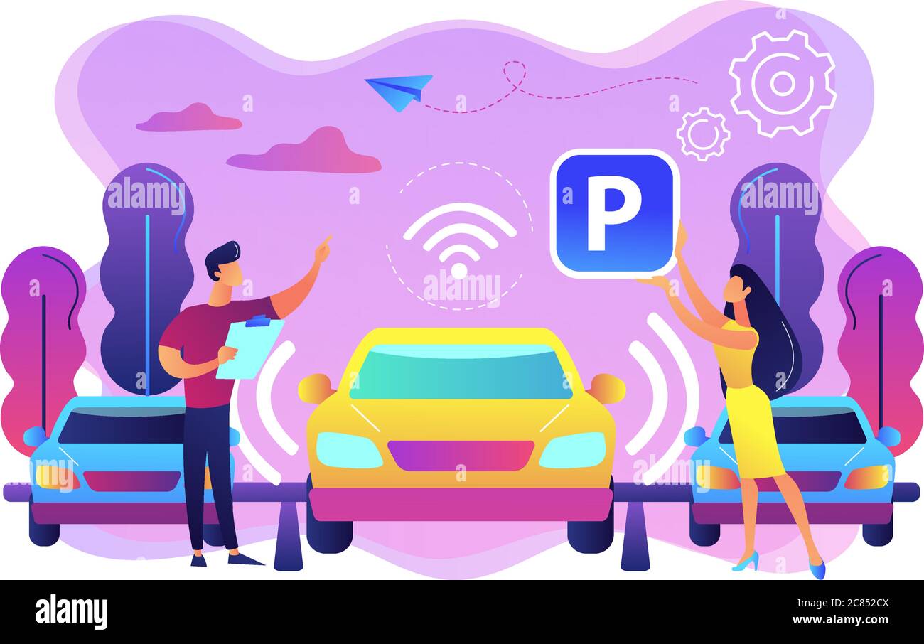 Self-parking car system concept vector illustration Stock Vector Image ...