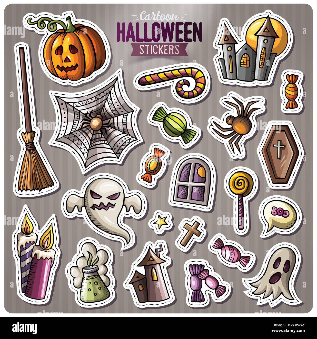 Set of Happy Halloween cartoon stickers Stock Vector Image & Art - Alamy