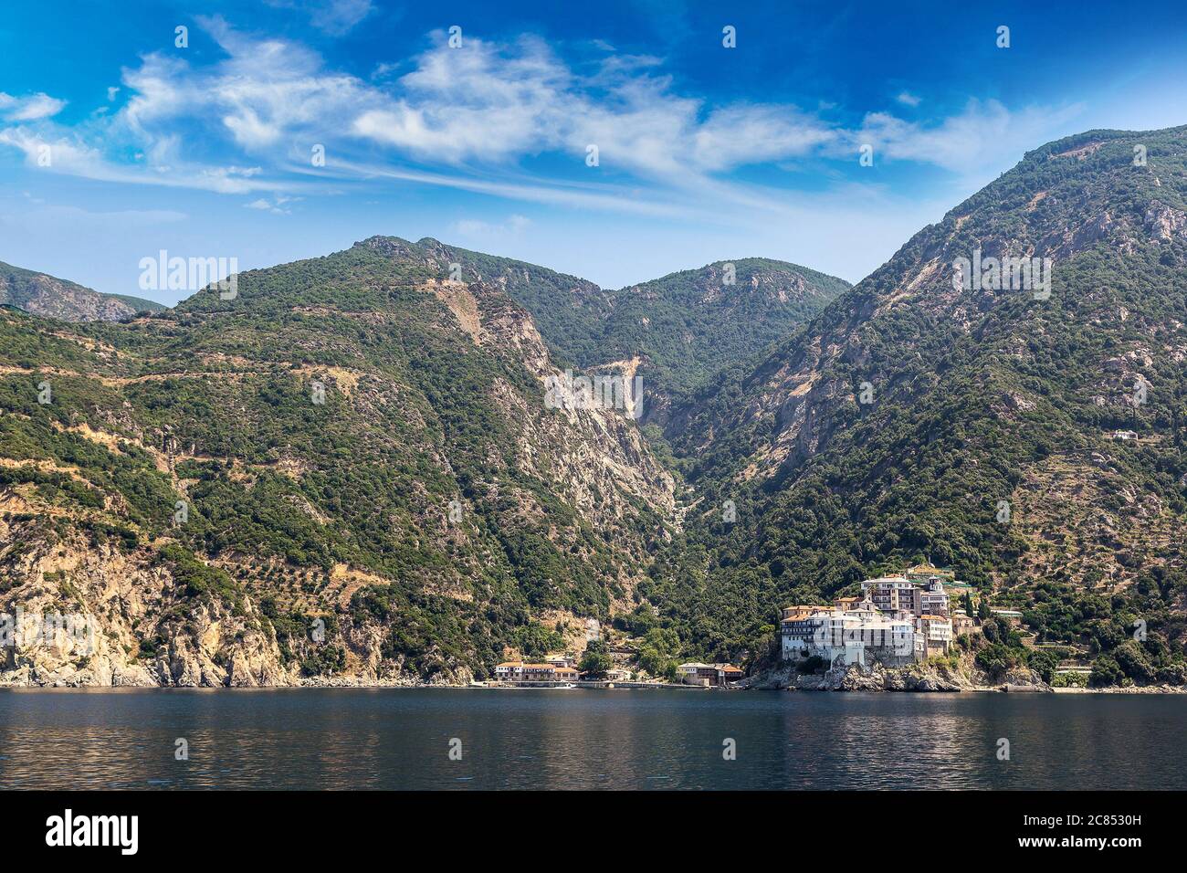 Dionisiou Monastery on Mount Athos in Greece in a summer day Stock ...