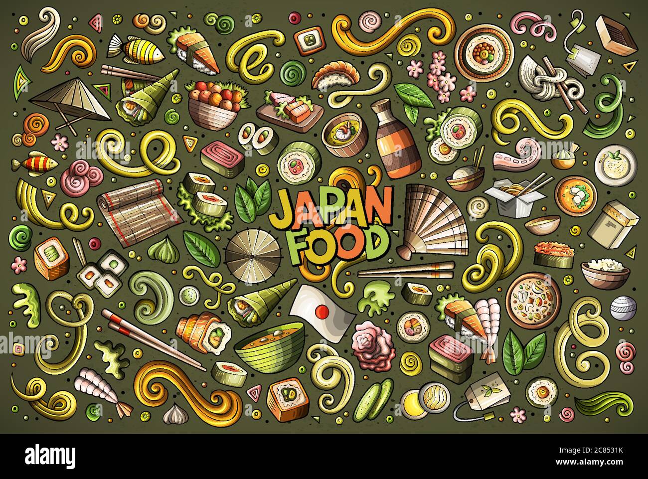 Vector cartoon set of Japan food objects Stock Vector Image & Art - Alamy