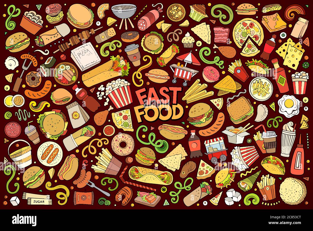 Vector set of Fast food objects and symbols Stock Vector Image & Art ...