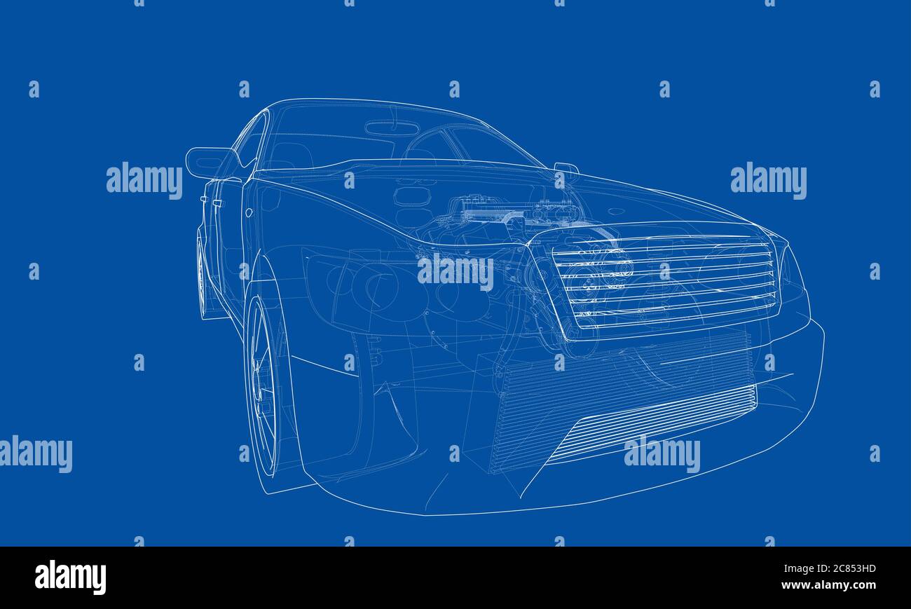 Concept car. 3d illustration Stock Photo - Alamy